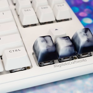 Classy Black White Artisan Keycap SA Cherry Profile Row 4 Unique ...