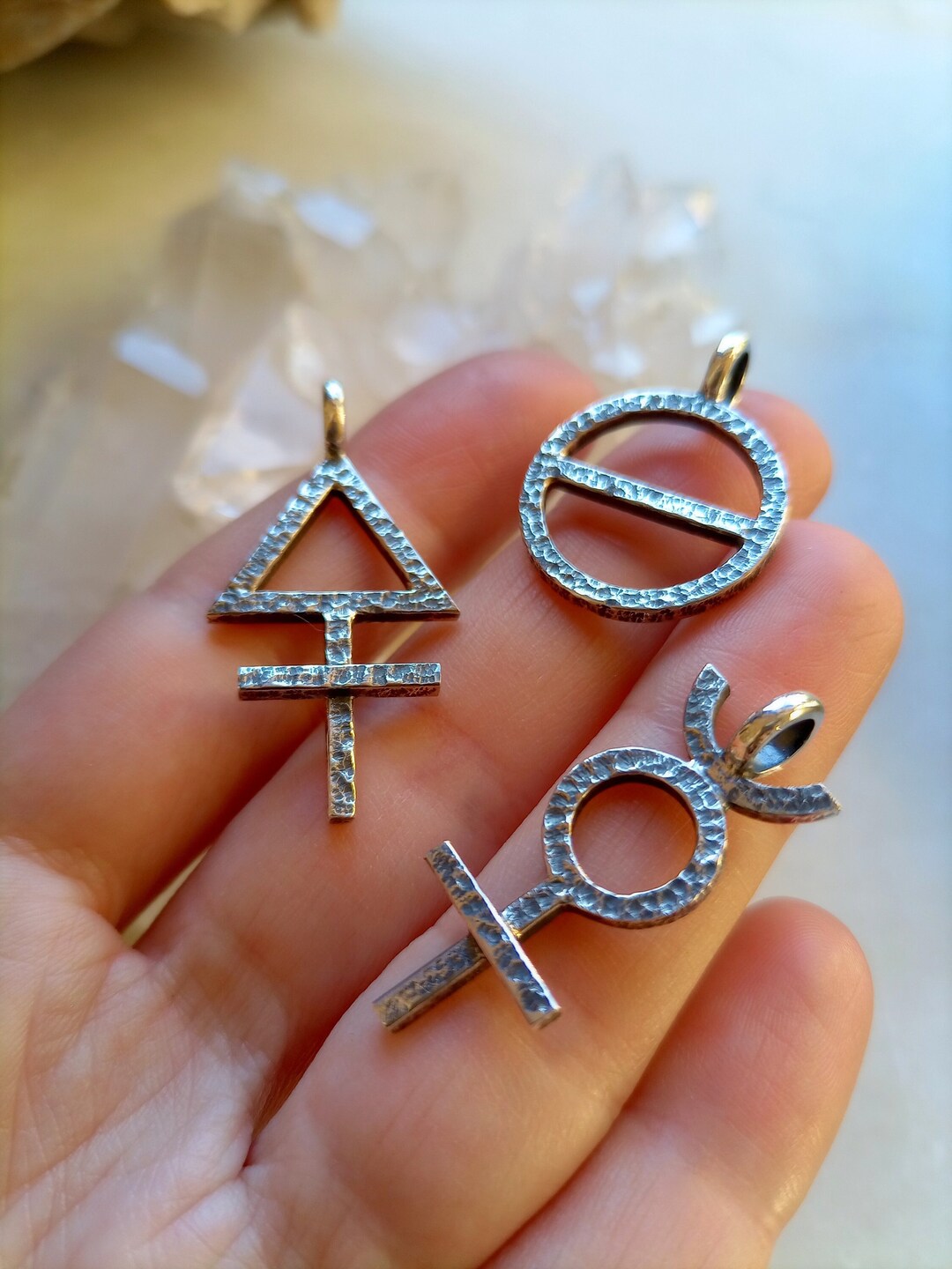 Sterling Silver Three Primes of Alchemy Elements, Sulfur, Salt, Mercury ...