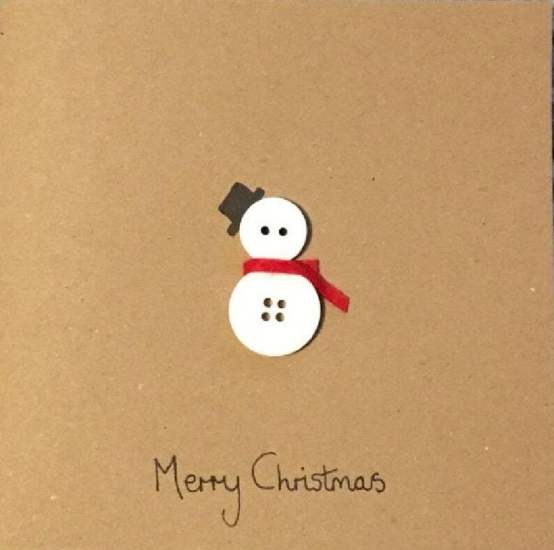 Handmade Button Snowman Christmas Cards - Pack of 6 - Etsy