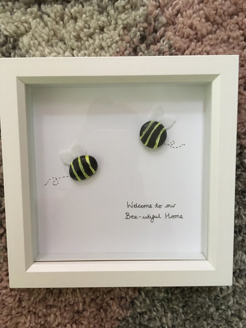 Bee Picture, Pebble Art, Bee Art, Pebble Picture, Handmade Item ...