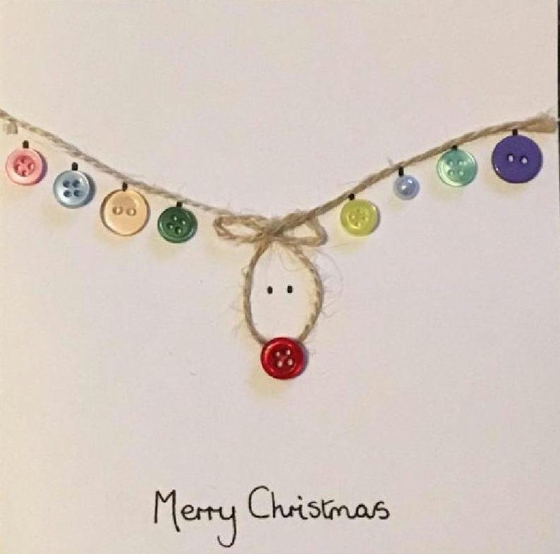 Handmade Christmas Cards, Reindeer, Button Cards, Unique Gift ...
