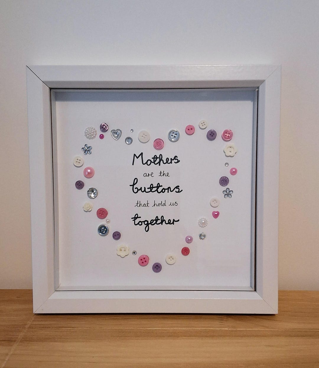 Button Picture, Button Art, Heart Picture, Mothers Day Gift, Birthday ...
