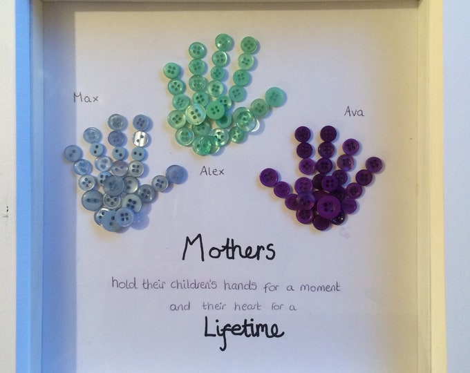 Button Art, Button Picture, Mothers Day Gift, Christmas Gift, Mum Gift ...