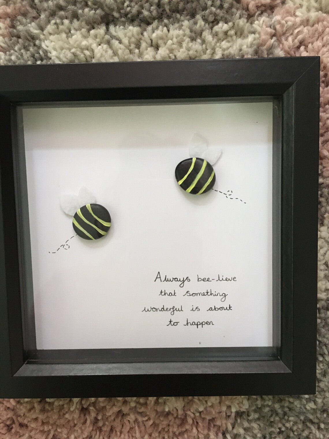 Bee Picture, Pebble Art, Bee Art, Pebble Picture, Handmade Item ...