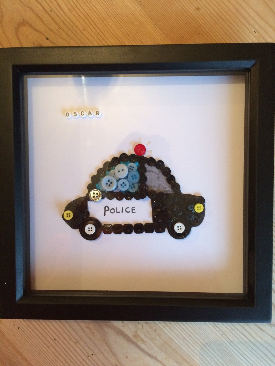 Button Art, Button Picture, Police Car, Christmas Gift Idea, Birthday ...
