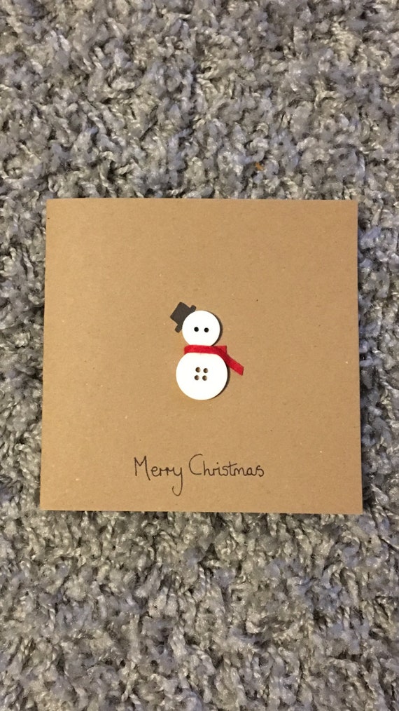 Handmade Christmas Cards Button Cards Snowman Pack of 6 | Etsy UK