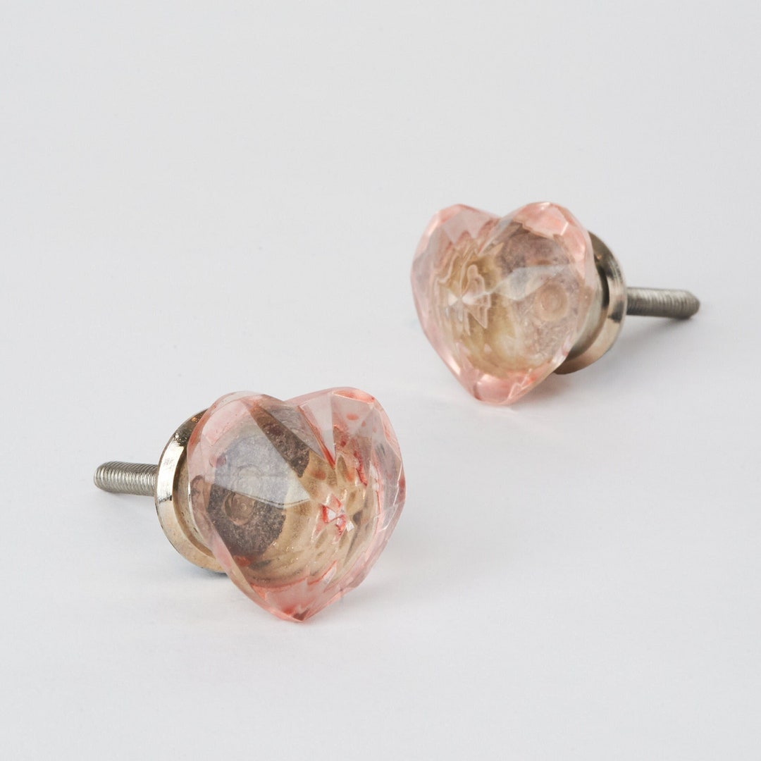 Pink Heart Knobs, Dainty Pink Pull, Pink Heart Knob Drawer Pull, Heart ...
