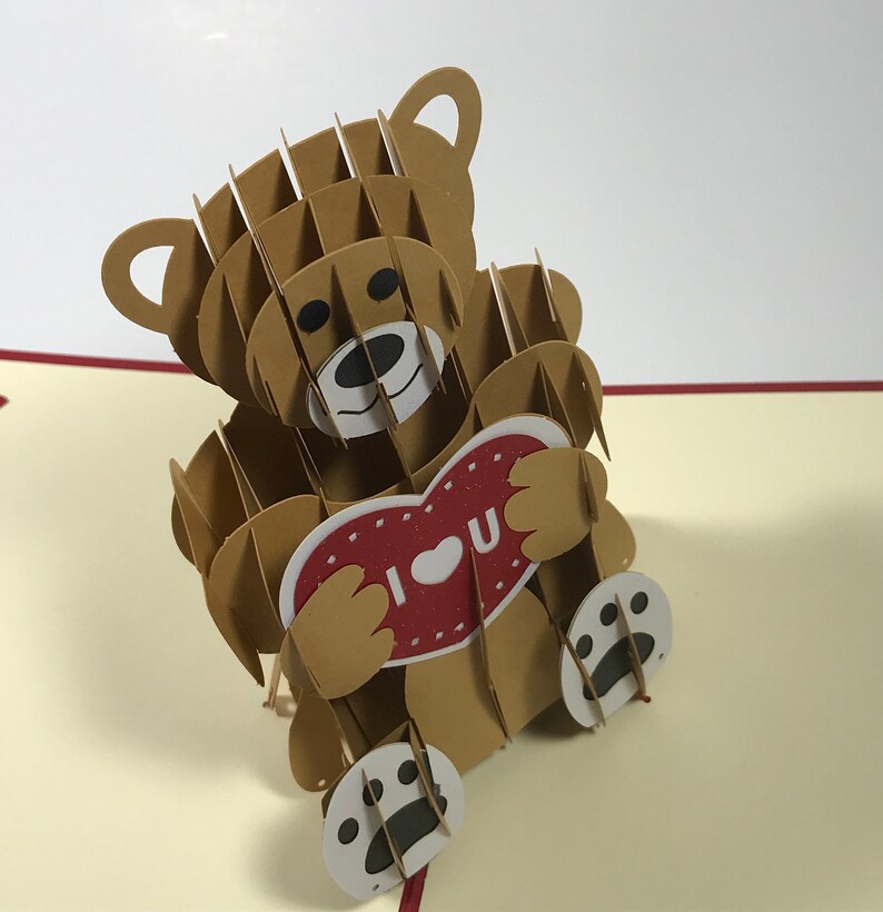 Bear Pop Up Card 3D Card Valentines Day Birthday Anniversary | Etsy
