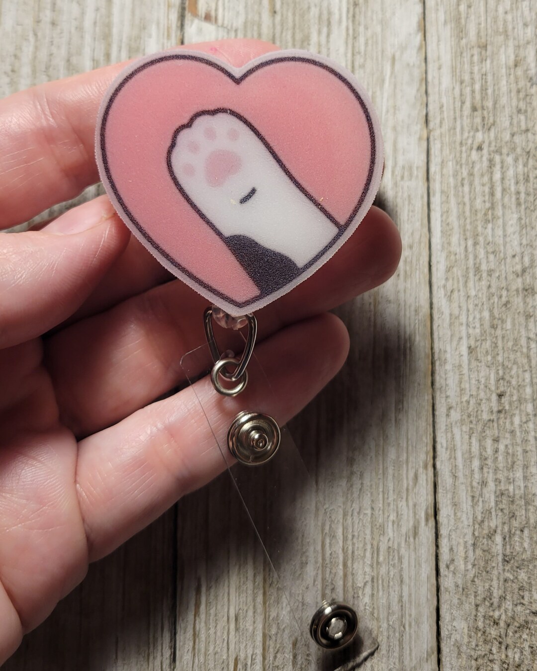 Heart Shaped Cat Paw Badge Reel - Etsy