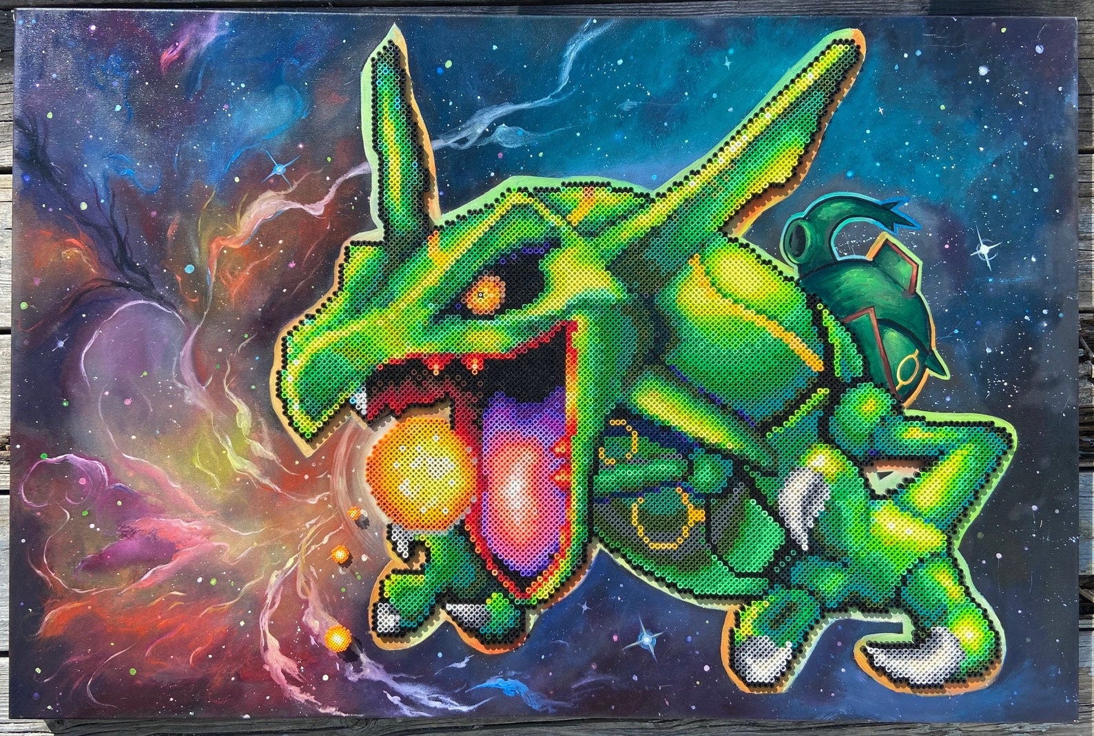 Rayquaza - Perler Bead and Painting - Etsy