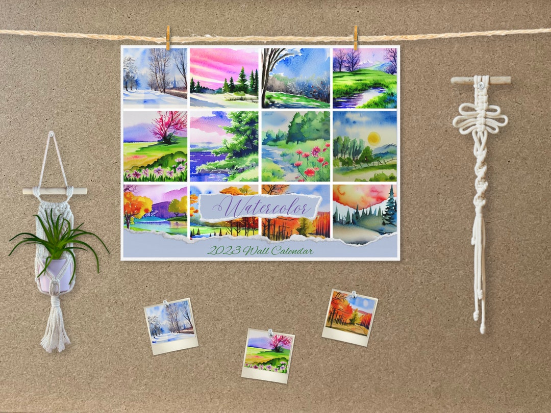 Watercolor Calendar Template - Etsy