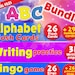 ABC Alphabet Learning Bundle - Flash Cards + Writing Practice + Bingo ...