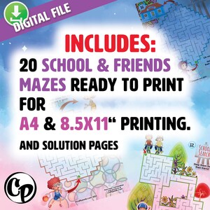 20 School & Friends Printable Maze Activity Pages for Kids. - Etsy