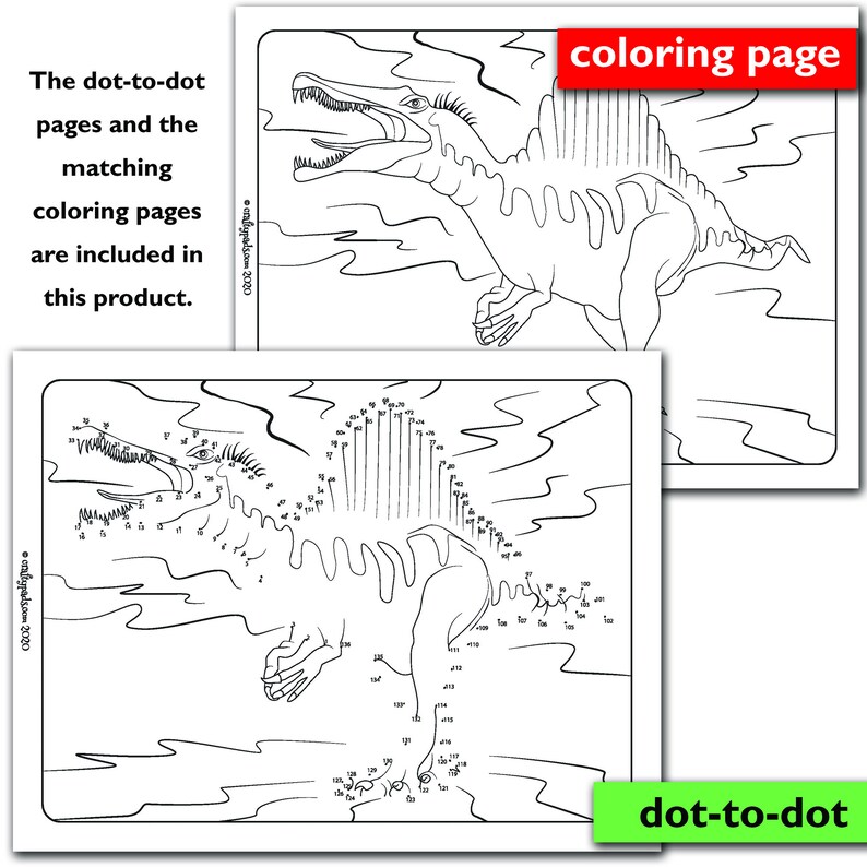 Dino-dots - 20 Dinosaur Dot to Dot Printable Pages for Kids. Join the ...