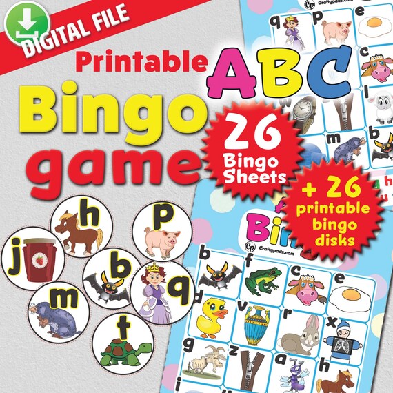 Printable ABC Bingo Game With 26 Bingo Sheets and Calling | Etsy