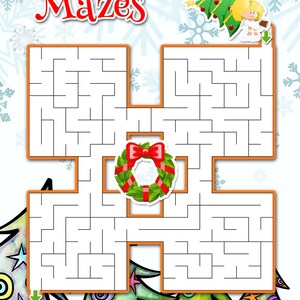 20 Christmas Printable Maze Activity Pages for kids santa | Etsy