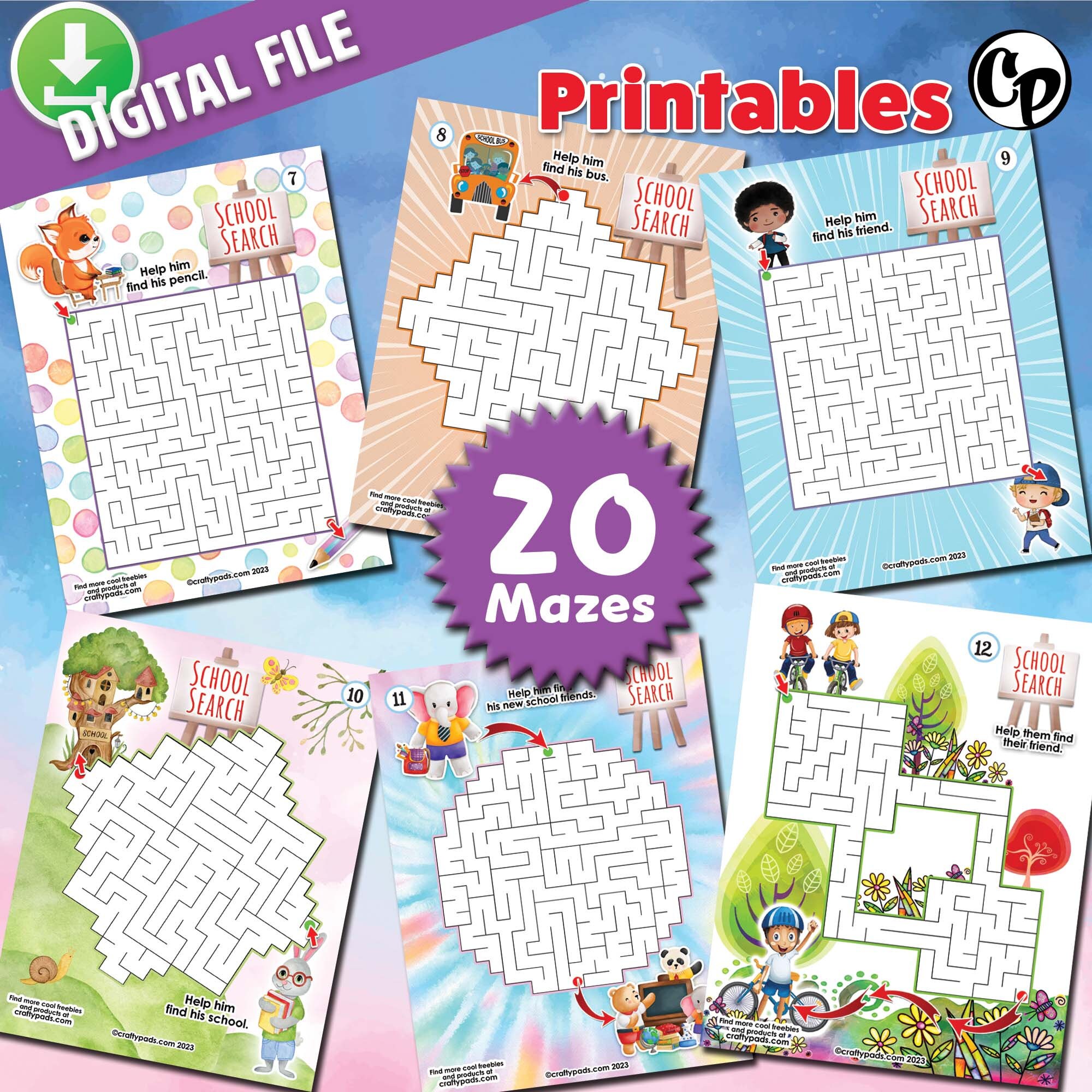 20 School & Friends Printable Maze Activity Pages for Kids. - Etsy