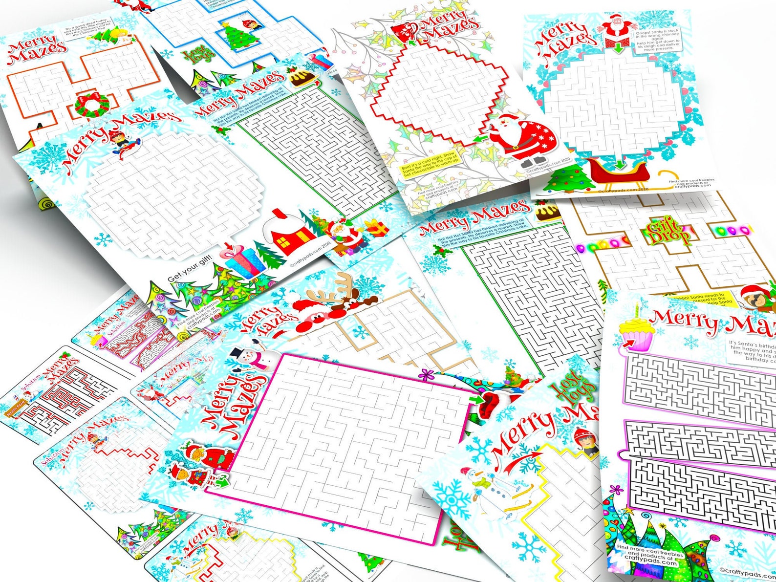 20 Christmas Printable Maze Activity Pages for Kids, (merry Mazes 1 ...