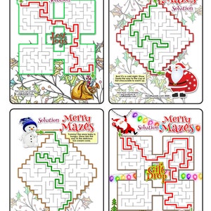 20 Christmas Printable Maze Activity Pages for Kids, (merry Mazes 1 ...
