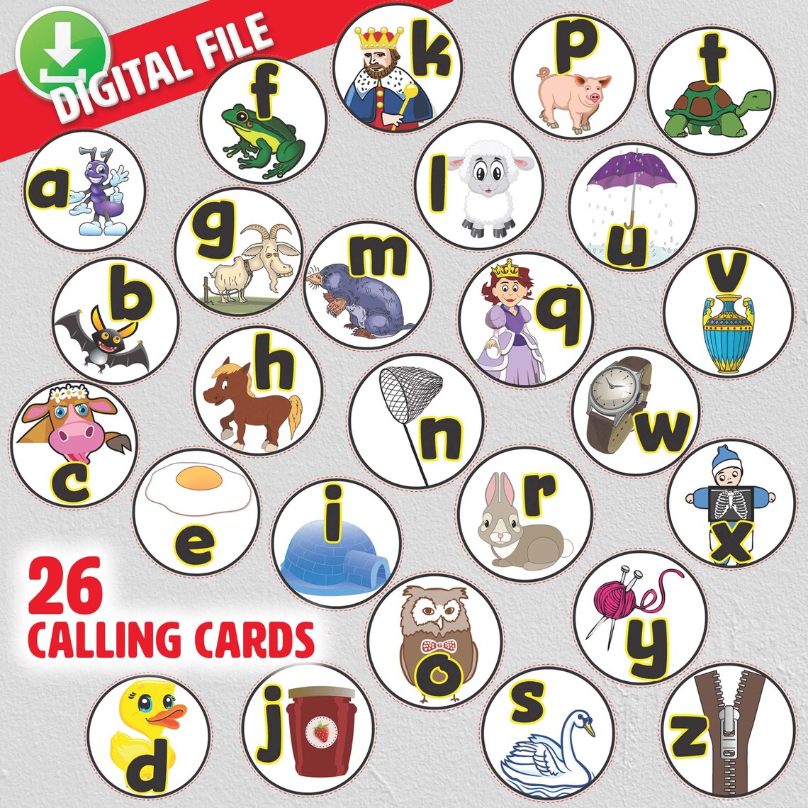 Printable ABC Bingo Game With 26 Bingo Sheets and Calling Cards. - Etsy UK