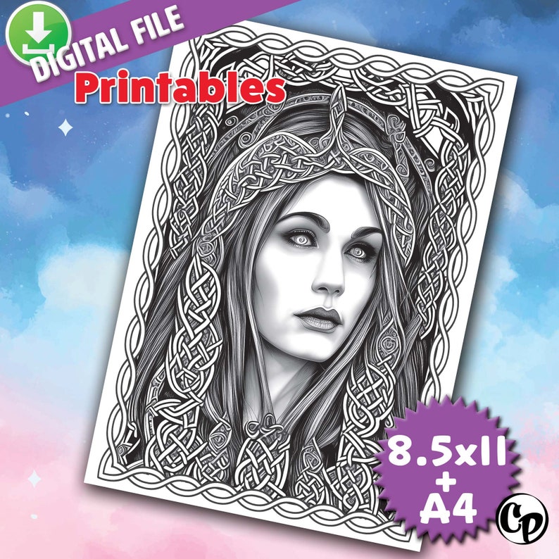 15 Celtic Fantasy Female Coloring Pages. Printable. - Etsy UK