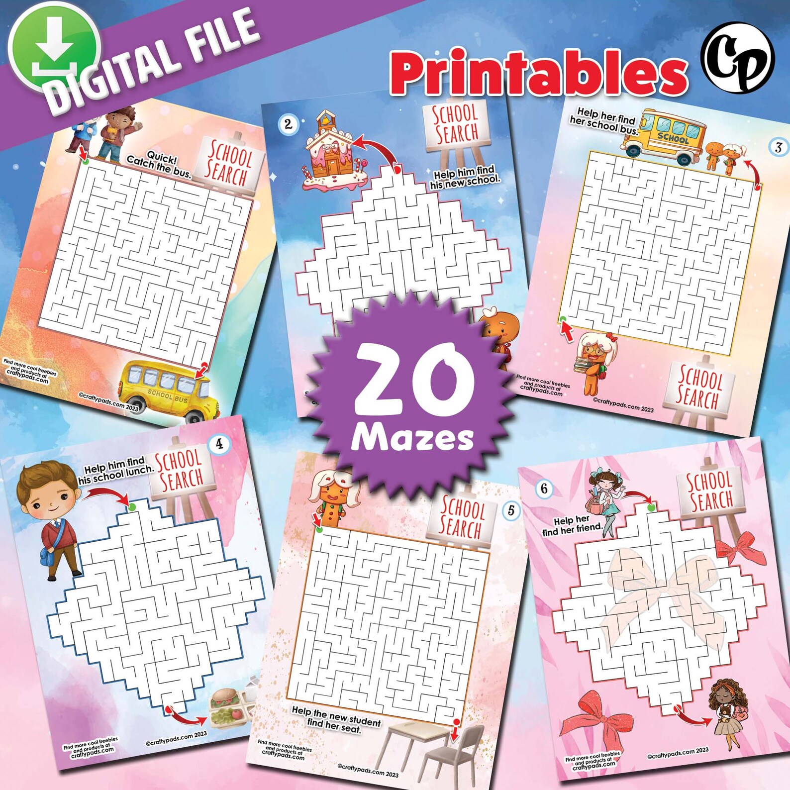 20 School & Friends Printable Maze Activity Pages for Kids. - Etsy