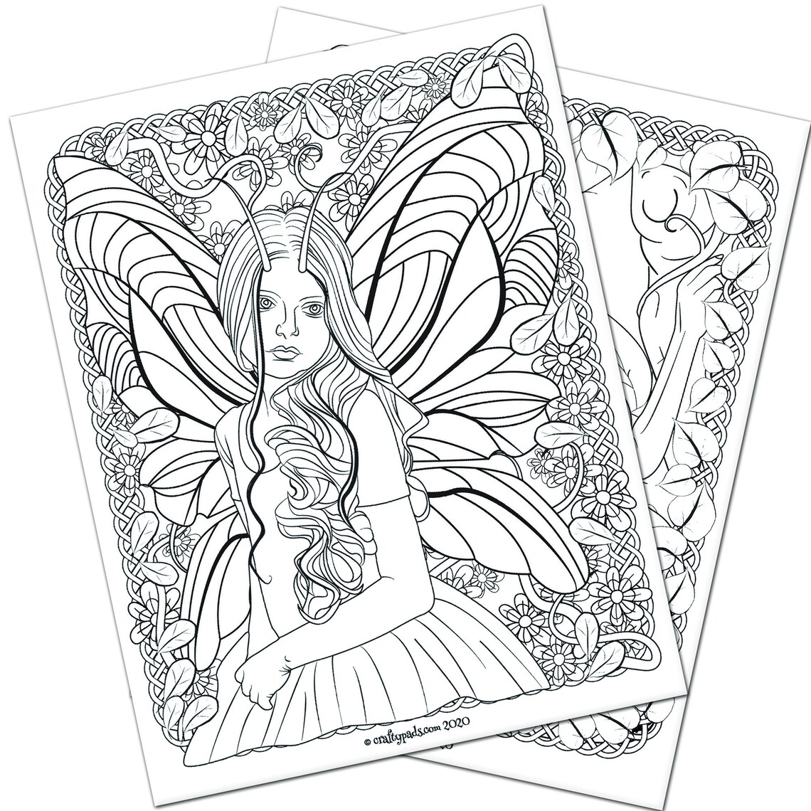 Forest Fairy Coloring Pages. 20 Magical Fairy Illustrations. Printable ...