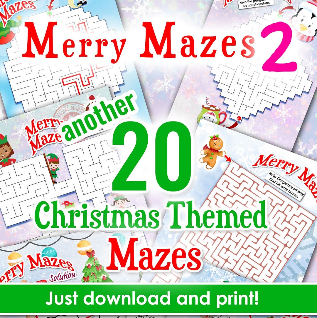 Another 20 Christmas Printable Maze Activity Pages for Kids, (merry ...