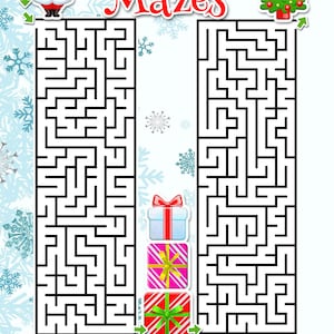 20 Christmas Printable Maze Activity Pages for kids santa | Etsy