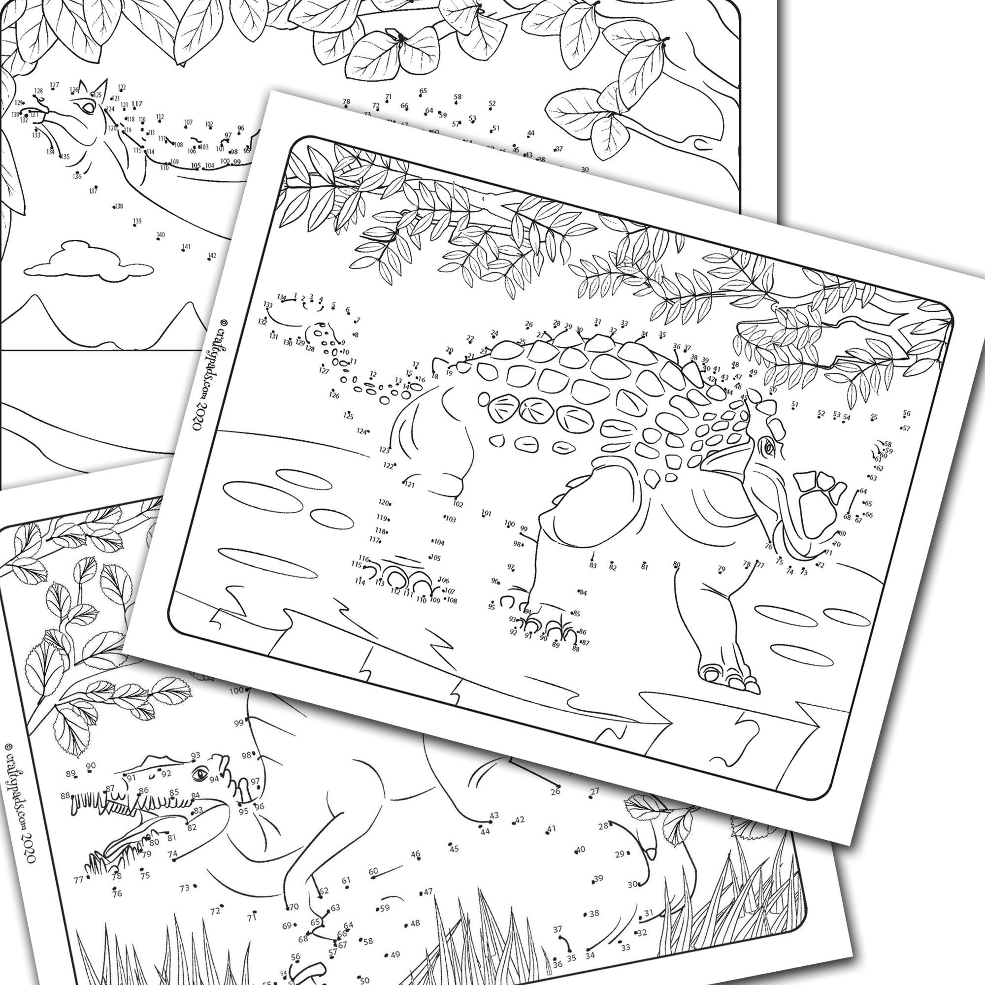 Dino-dots - 20 Dinosaur Dot to Dot Printable Pages for Kids. Join the ...