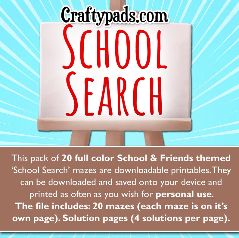 20 School & Friends Printable Maze Activity Pages for Kids. - Etsy