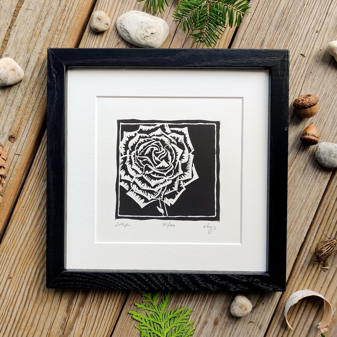 BOUQUET FLORA: 4 Varieties LINOPRINT Linocut Flowers - Etsy UK