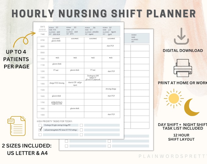 Nurse Digital Planner, Nurse Shift Planner, Nurse Planner, Nurse Shift ...