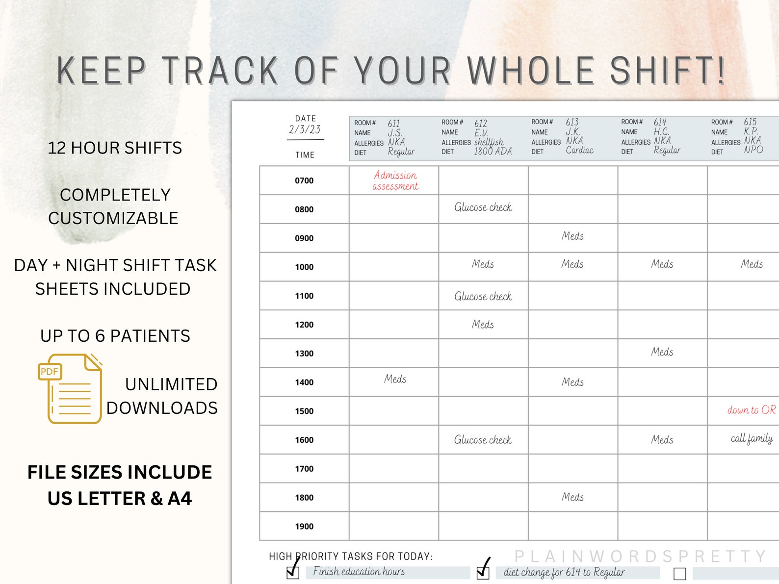 Nurse Digital Planner Nurse Shift Planner Nurse Planner - Etsy