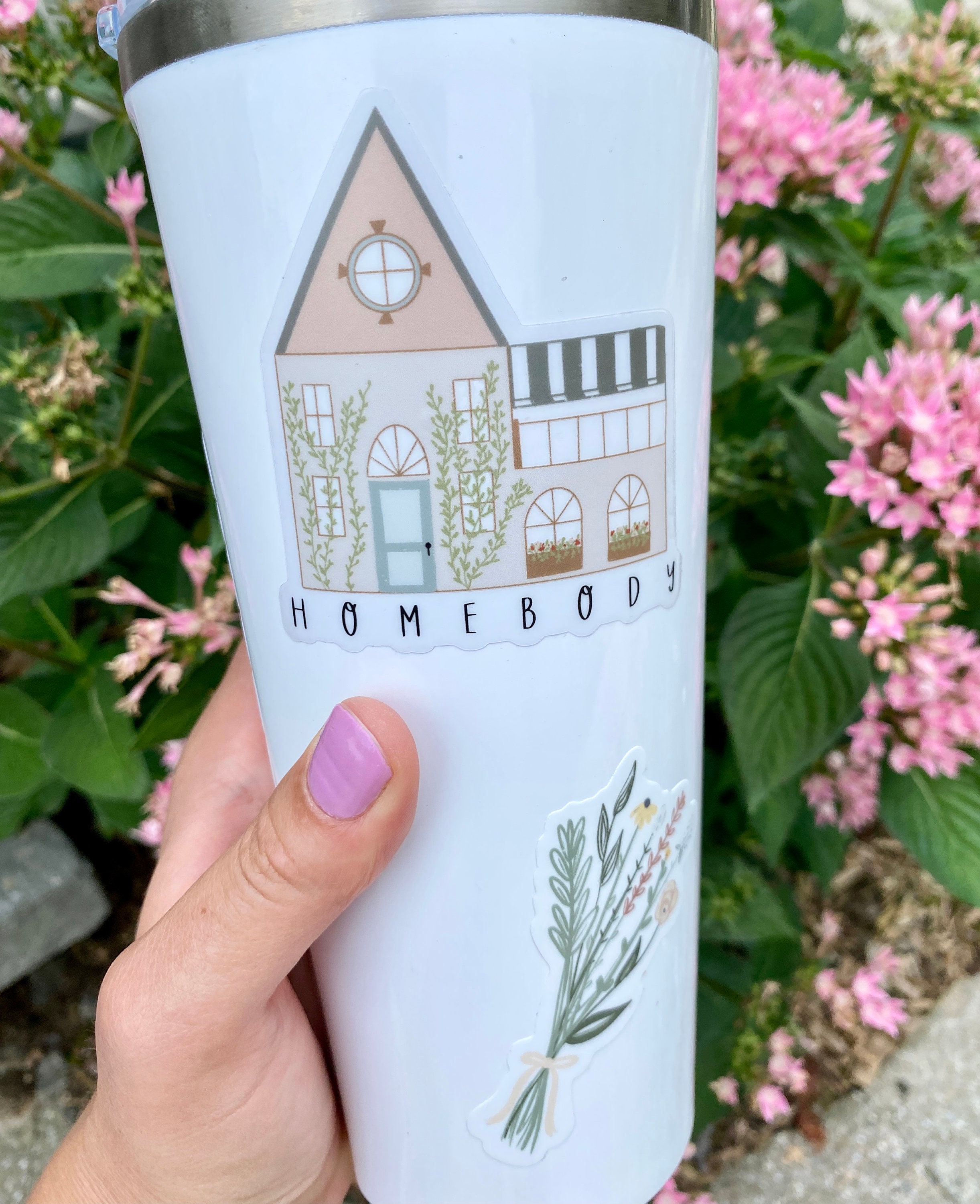 Homebody Sticker Cute House Sticker Floral House Sticker - Etsy