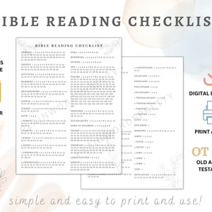 Printable Bible Study Guide, Bible Reading Checklist, Scripture Tracker ...