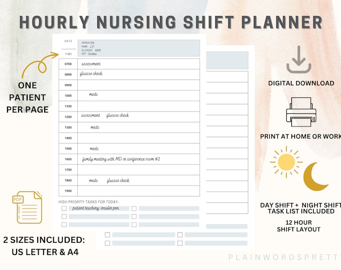 Nurse Digital Planner, Nurse Shift Planner, Nurse Planner, Nurse Shift ...