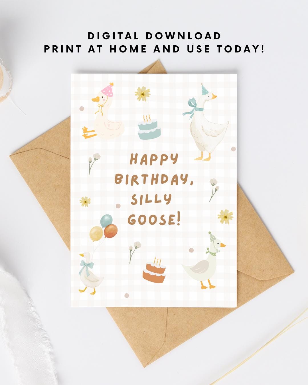 Happy Birthday Silly Goose, Digital Download Birthday Card, Happy ...