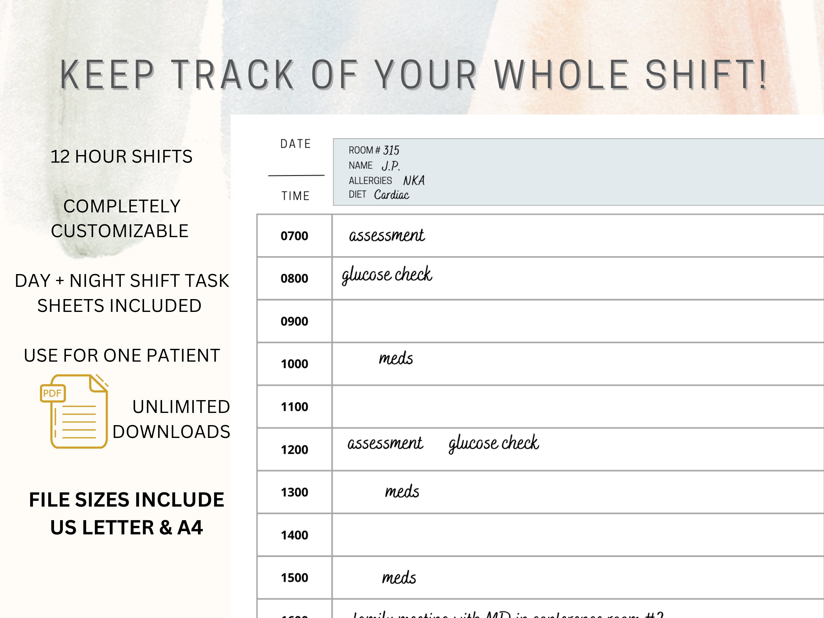 Nurse Digital Planner, Nurse Shift Planner, Nurse Planner, Nurse Shift ...