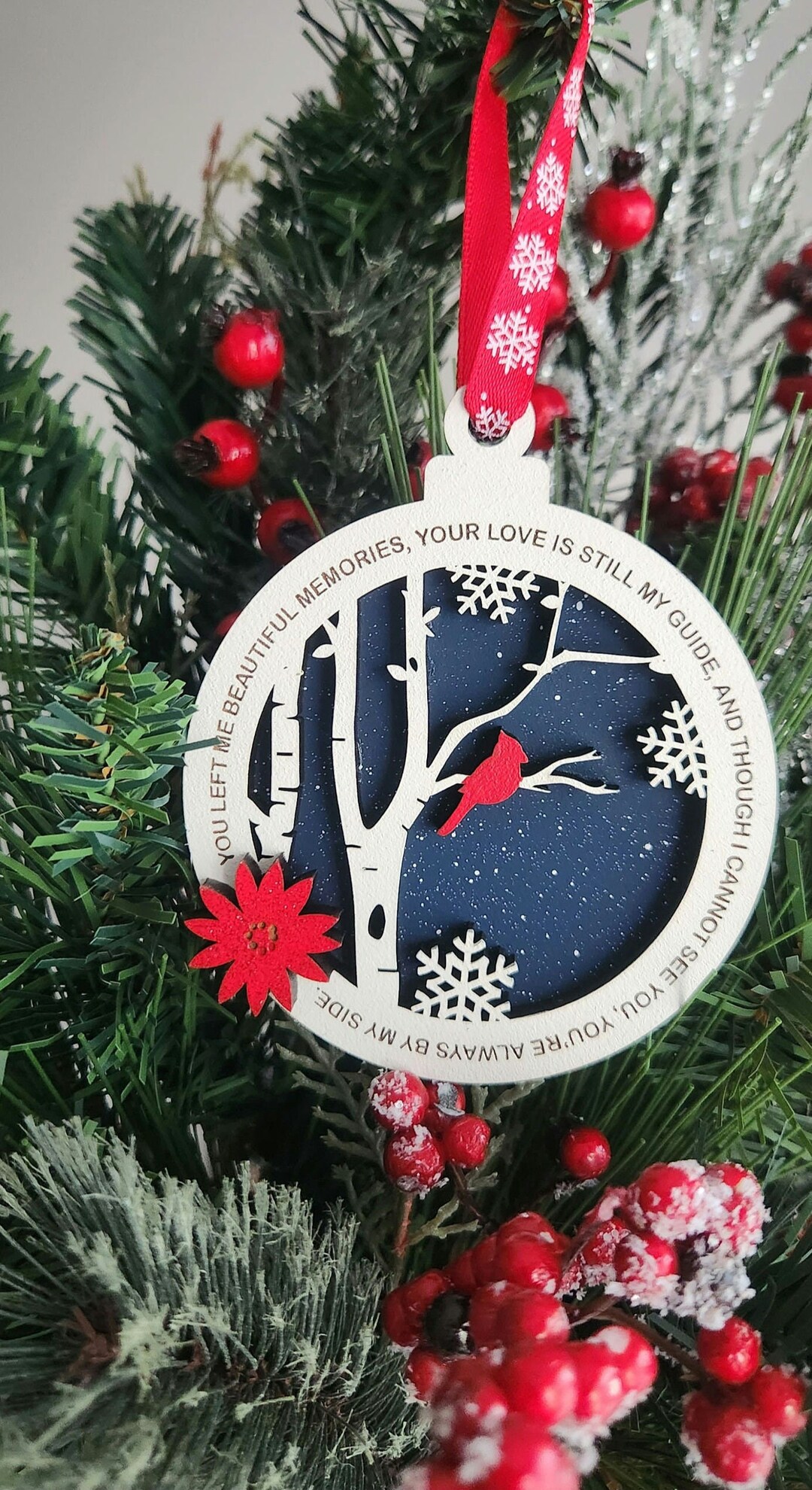 Cardinal Ornament | Cardinal Memorial Ornament | Wood Christmas ...