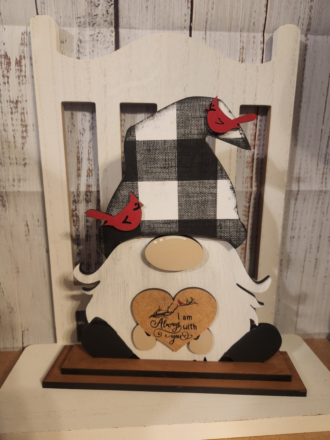I Am Always With You Cardinal Gnome Boy | Wood Cardinal Gnome ...