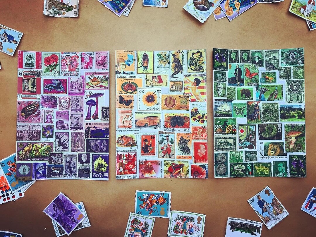 Stamp Collage Postcards; Ideal for Sending a Little Note, Postcrossing ...