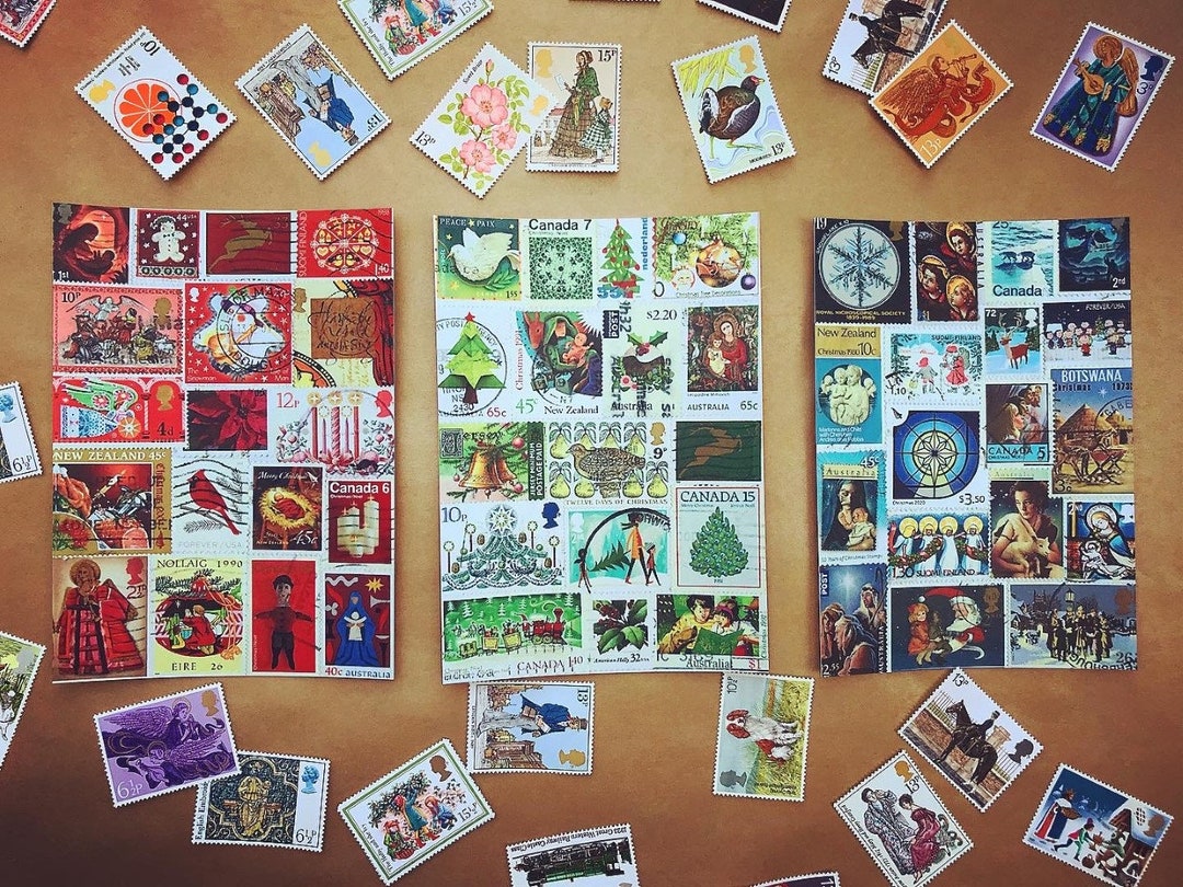 Christmas Stamp Collage Postcards Ideal for Your Christmas Greeting ...
