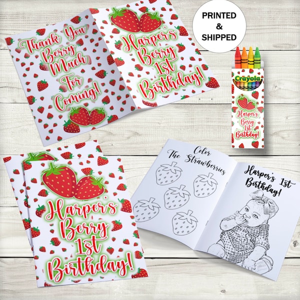 Strawberry First Birthday Coloring Book - Etsy