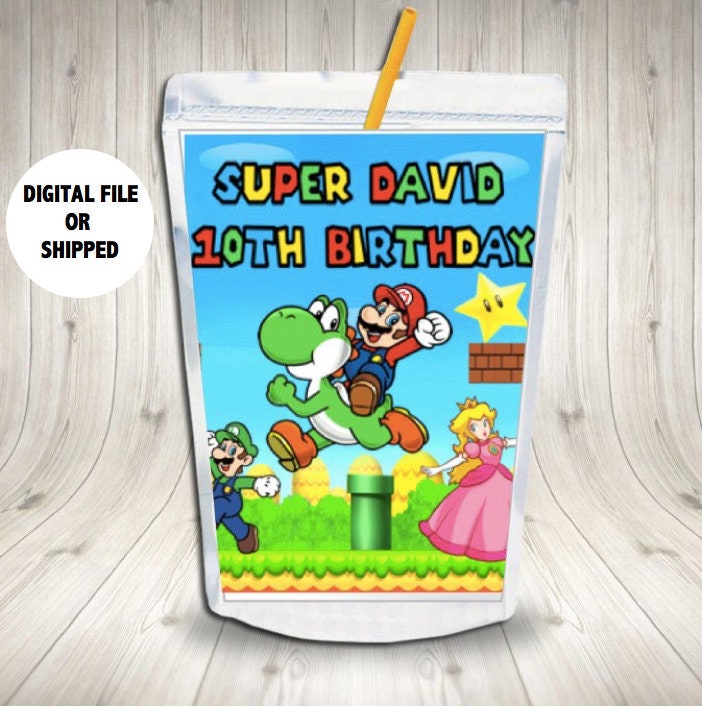 Paper & Party Supplies Super mario Juice pouch labels-Super mario juice ...