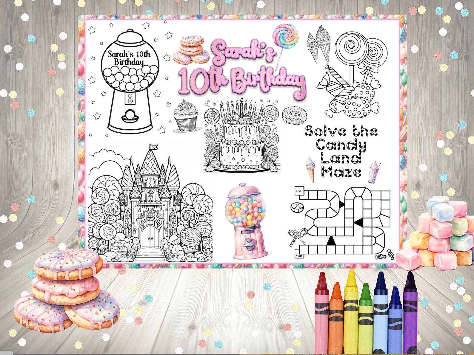 Personalized Candyland Activity Sheet, Candyland Placemats, Candyland ...