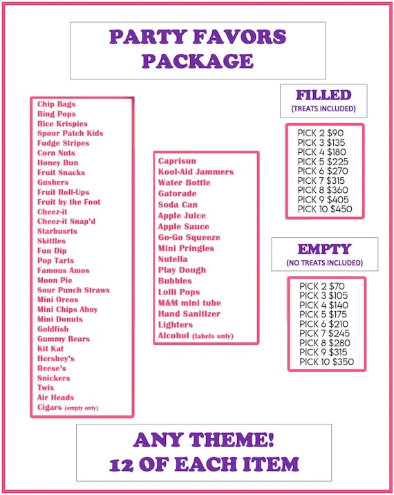 Party Favor Package Party Favor Bundle Custom Party Favors - Etsy