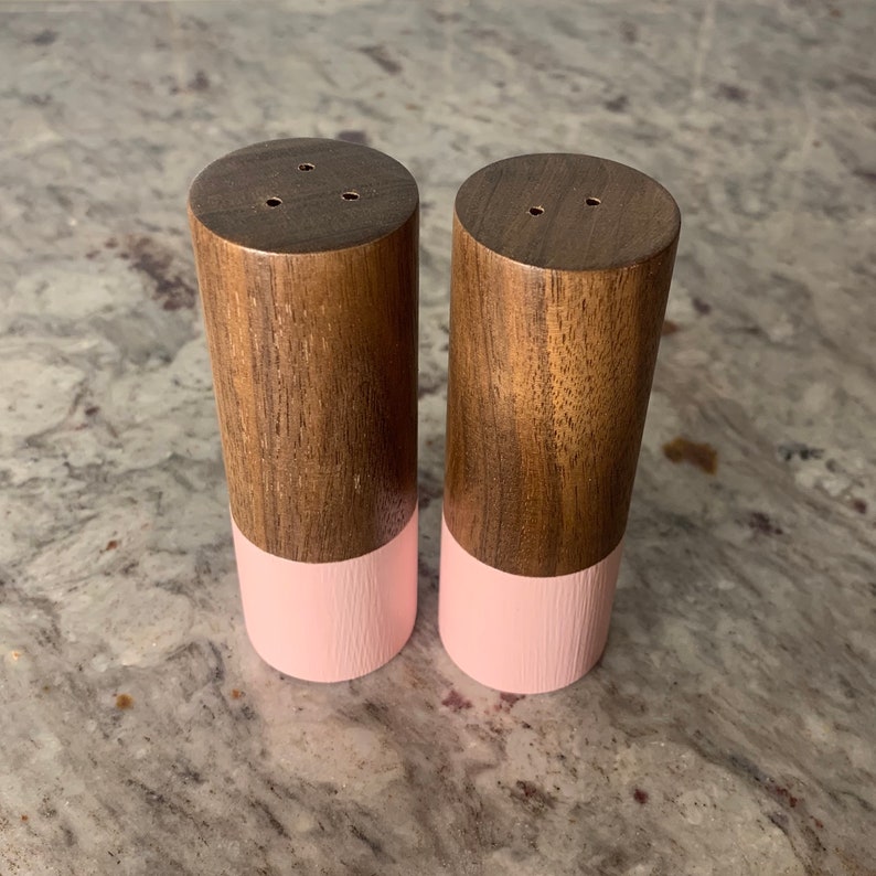 Wood Salt and Pepper Shakers Multi Colors Pine Walnut | Etsy