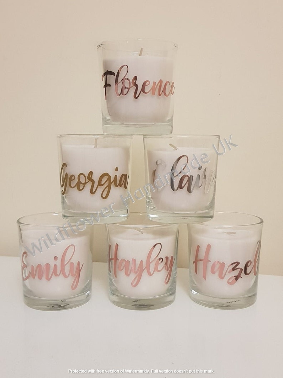 White Personalised Name Scented Candle Handmade Gift Birthday Present ...