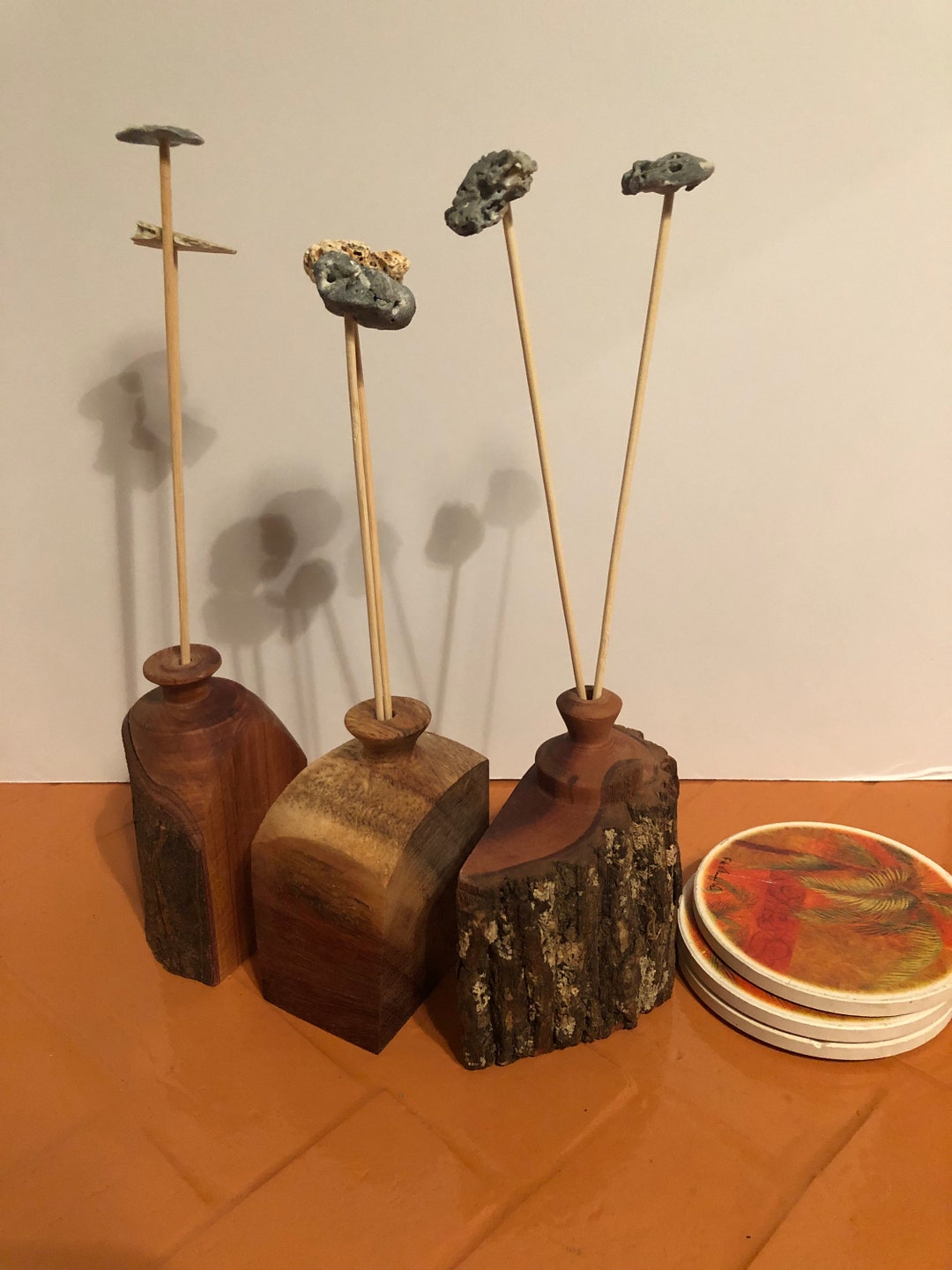 A Set of Three Unique Wood Weed Pots or Vases Made From TX Mesquite and ...